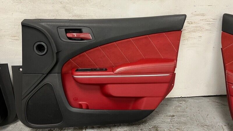 12 14 Dodge Charger SRT Red Suede Door Panels Front Rear Set Driver Pa Olmsted Automotive
